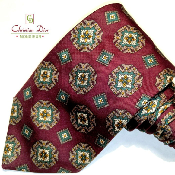 Dior | Accessories | Christian Dior Red Pattern Tie | Poshmark